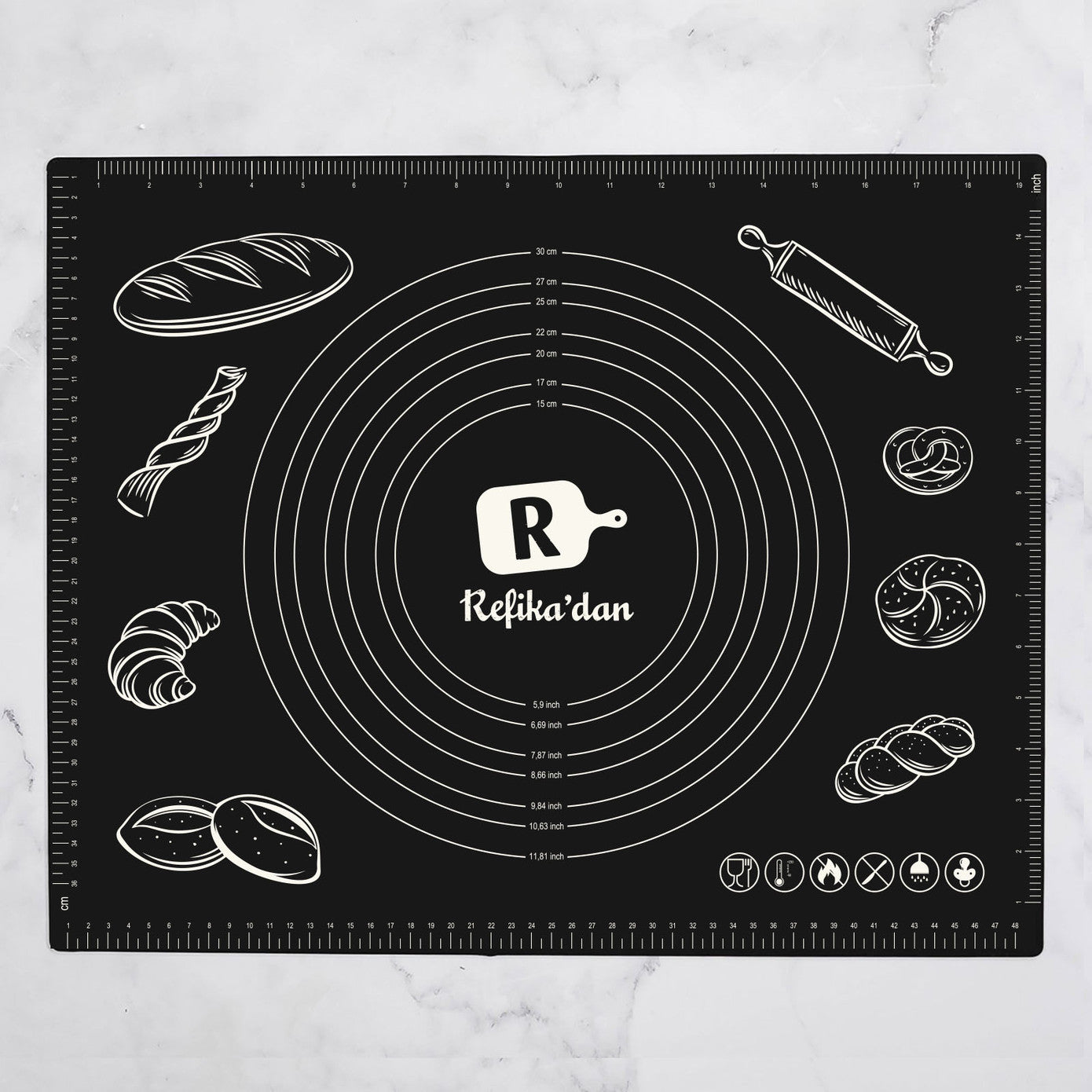 Karaca Refika's Tapis de roulage avec échelle de mesure – Silpat 40x50