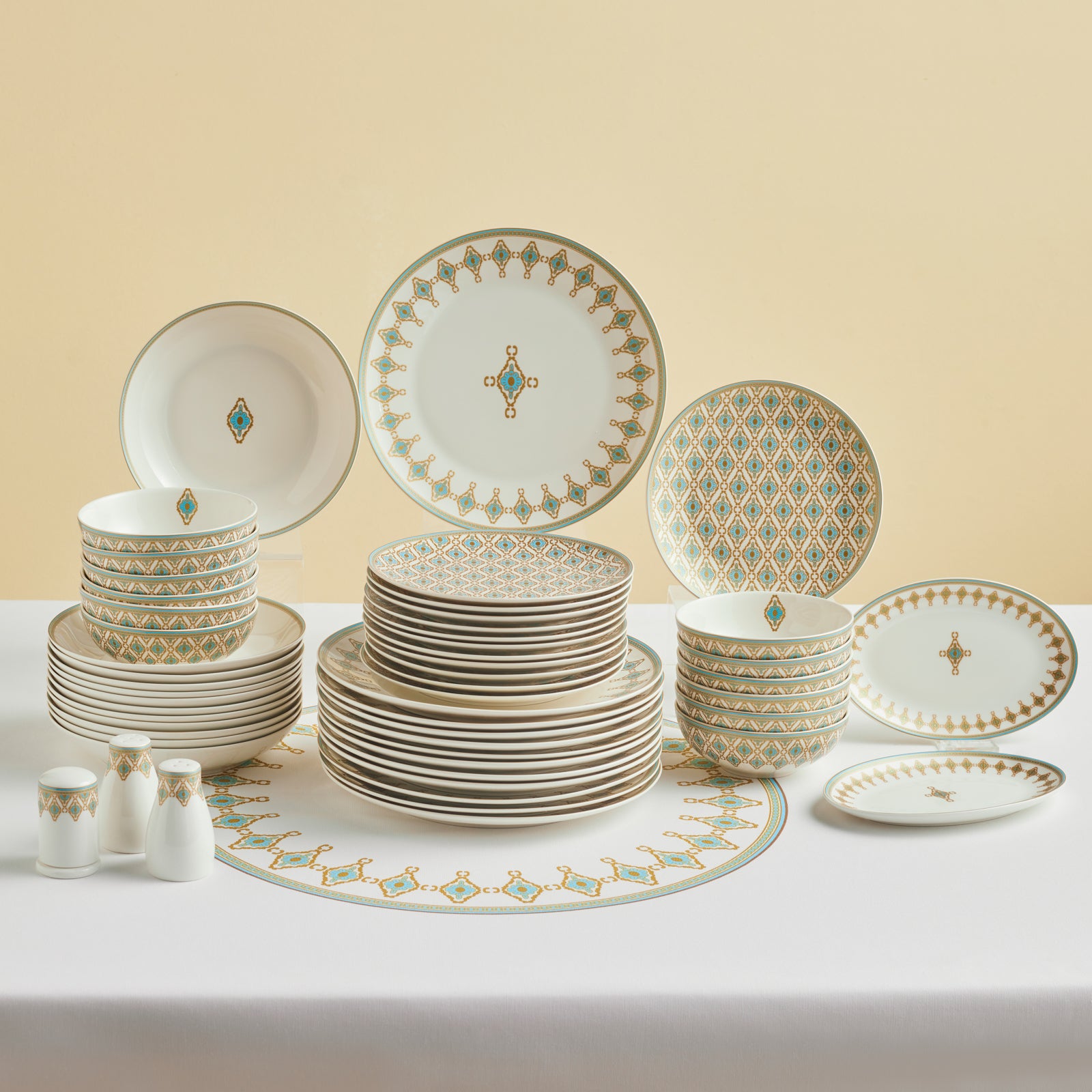 Karaca Forever Bone Dorothy, Service de Vaisselle 53 pièces pour 12 pe